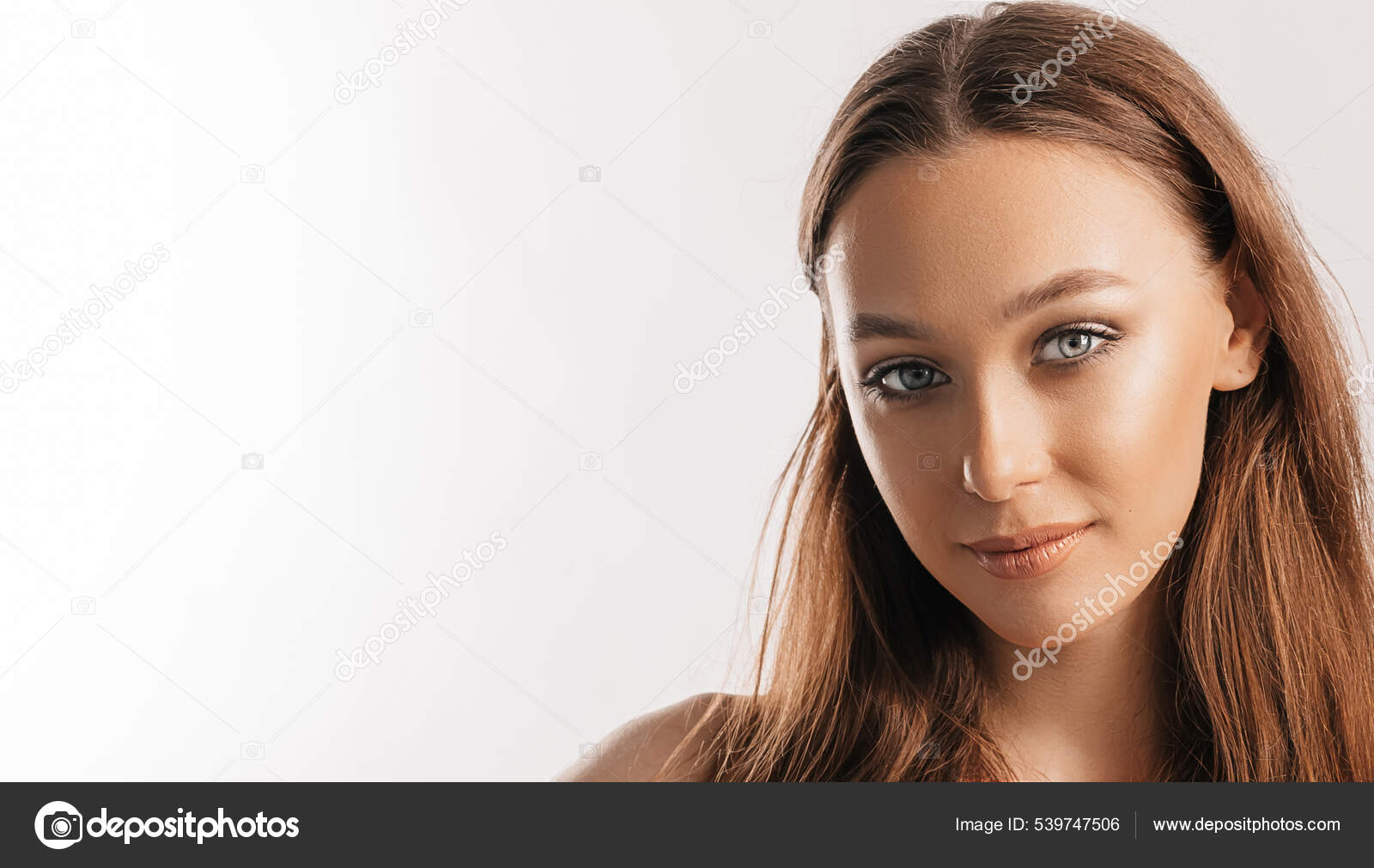 Beautiful Young Girl Smiling Posing Looking Camera White Isolated ...