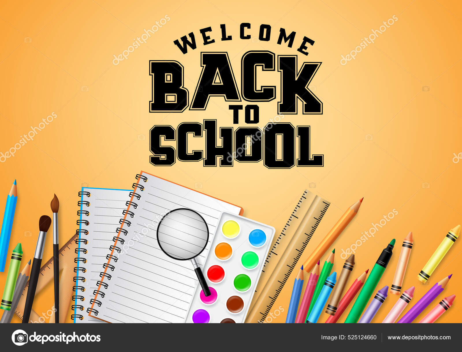 Back School Vector Banner Design Welcome Back School Typography Yellow ...