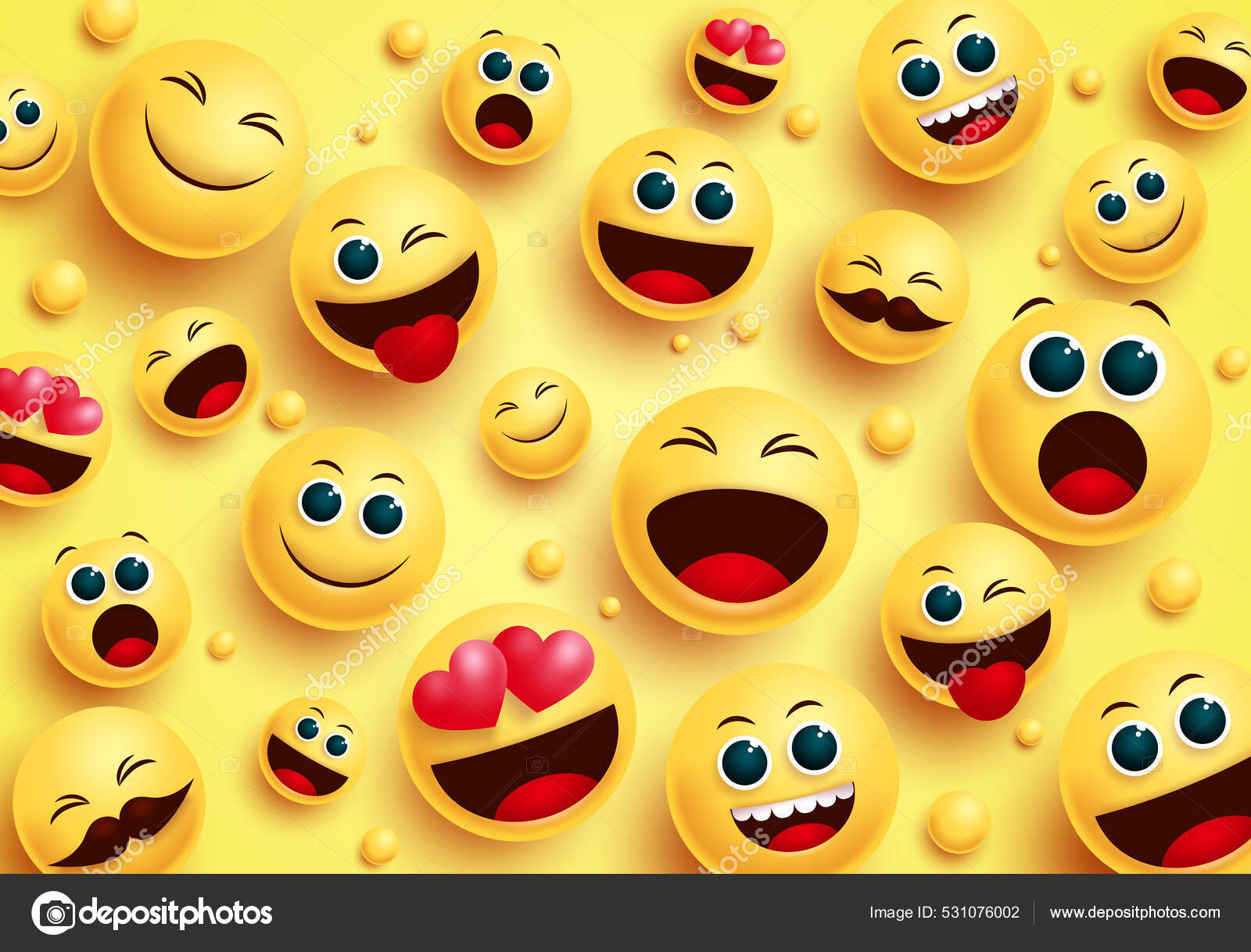 Smiley Emojis Yellow Background Vector Concept Smileys Emoji Avatar ...