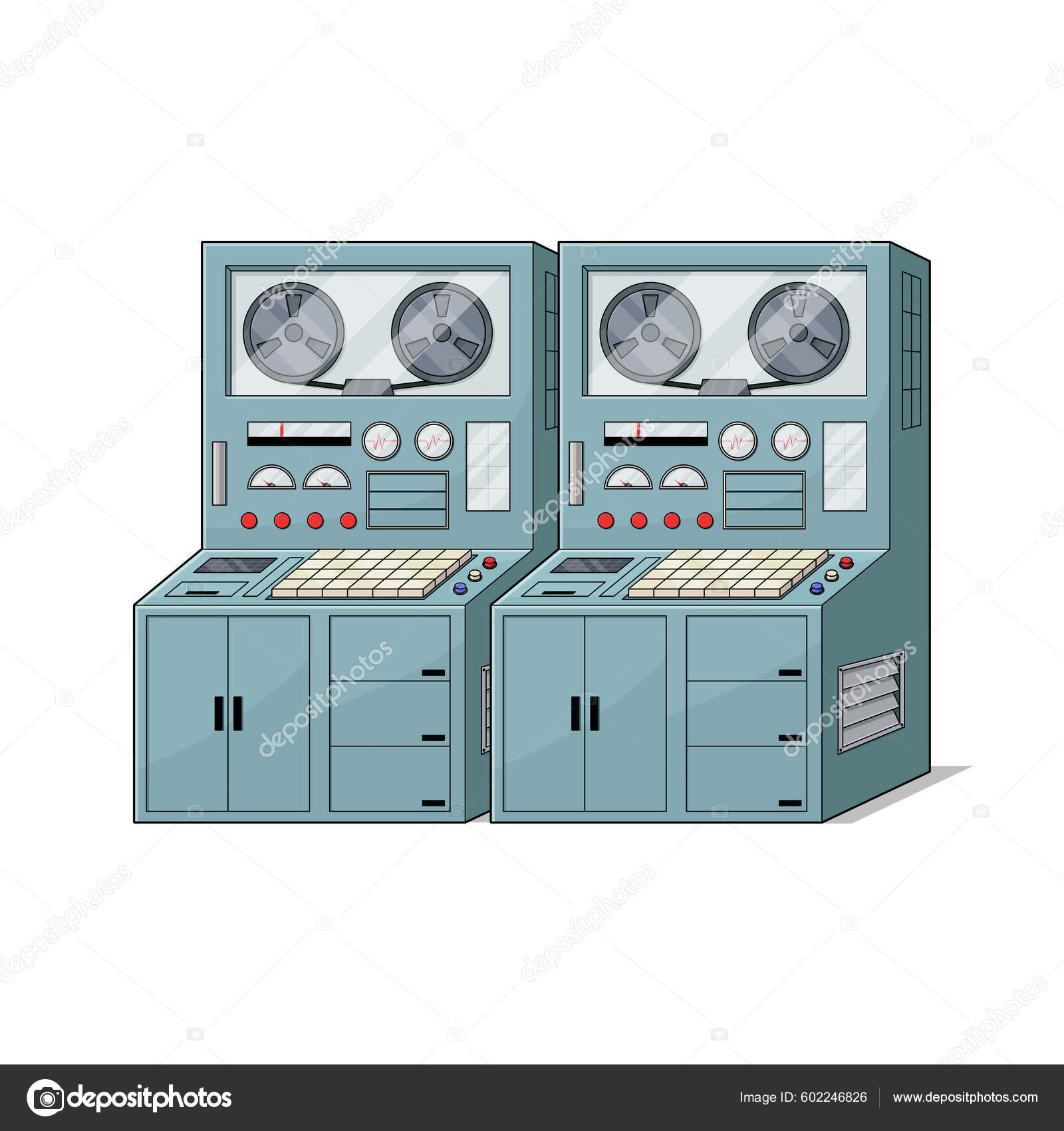Mainframe Computer Old Vector Isolated White Background Vector de Stock ...