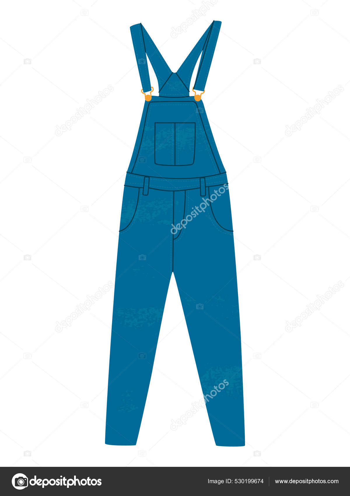 Flat Vector Cartoon Illustration Denim Jumpsuit Trendy Wardrobe Item ...
