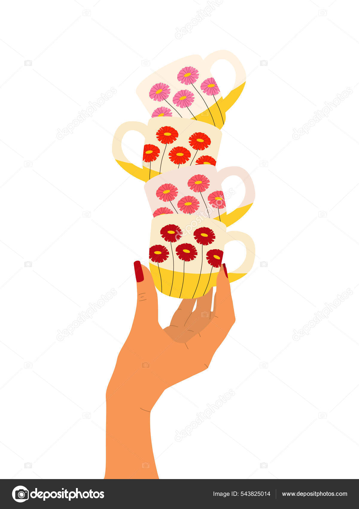 Dibujos Animados Vectoriales Planos Ilustración Una Mano Sosteniendo Una Pila Vector de stock ...