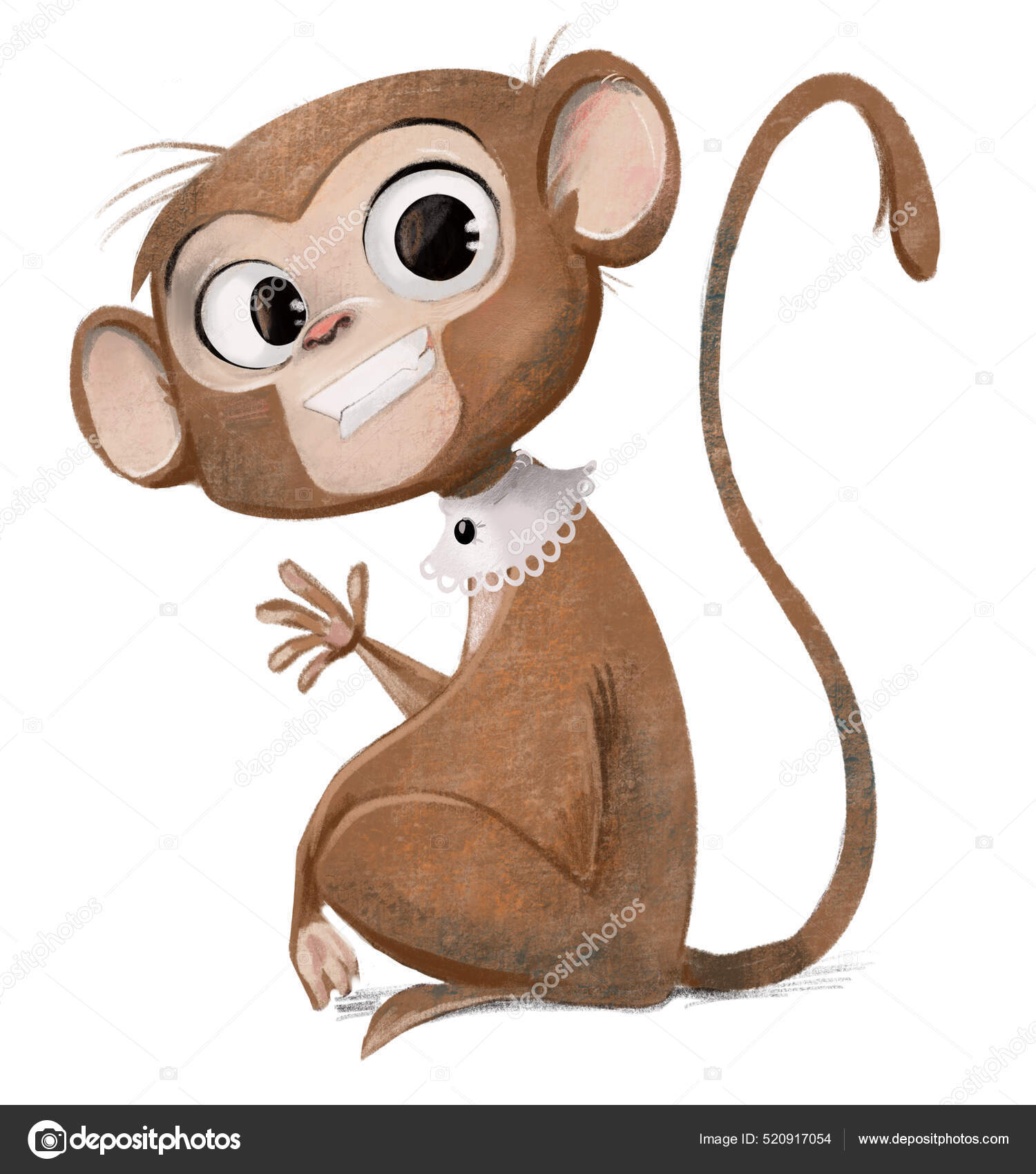 Cute cartoon ape character with the collar Stock Illustration by ...