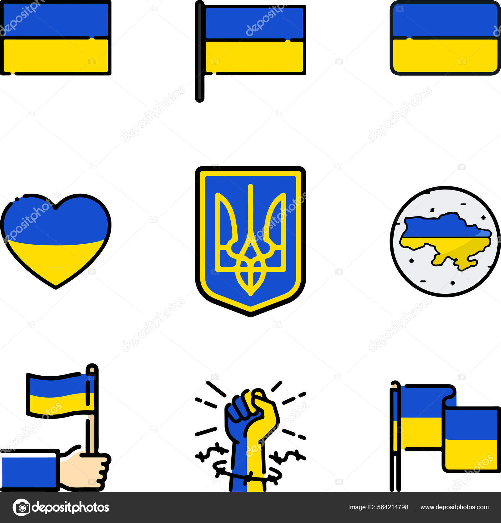 Ukraine Flag National Symbol Flag Ukraine Square Heart Shape Ukrainian ...