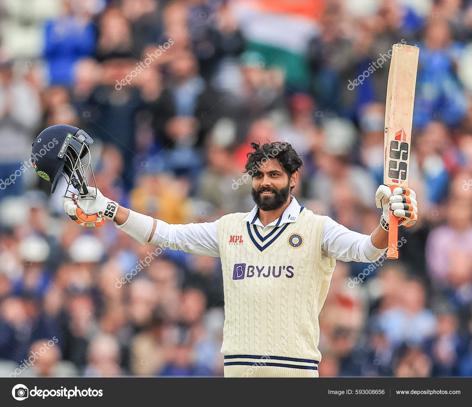 Ravindra Jadeja India Celebrates Century 100 Runs — Stock Editorial ...