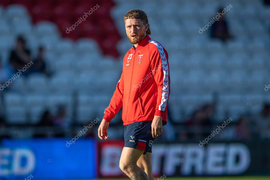 Ethan Ryan #23 of Hull KR arrives at The Totally Wicked Stadium, Home ...