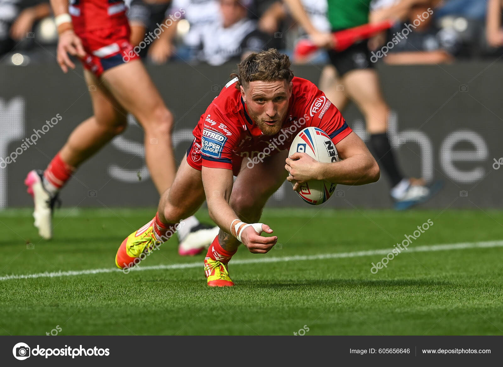 Ethan Ryan Hull Goes Try Betfred Super League Match Hull — Stock ...
