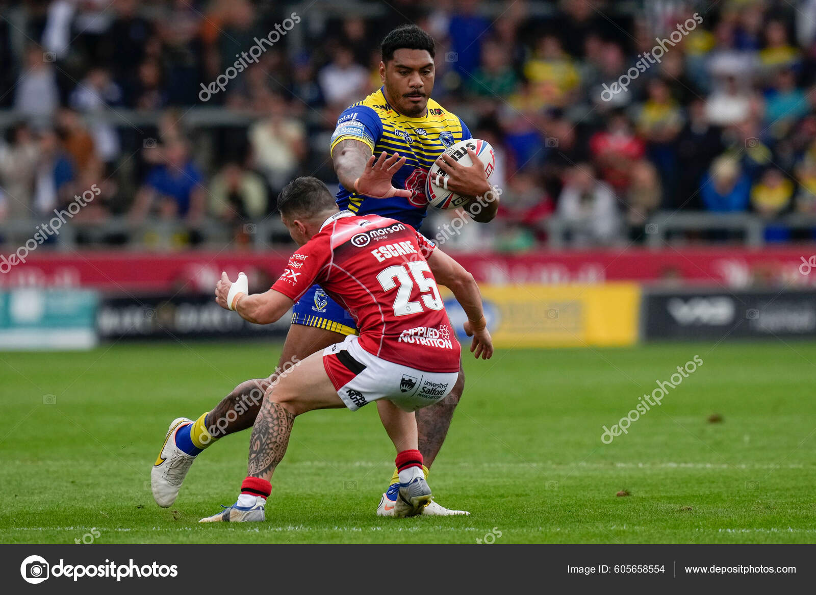Matty Nicholson Warrington Wolves Runs Morgan Escare Salford Red Devils ...