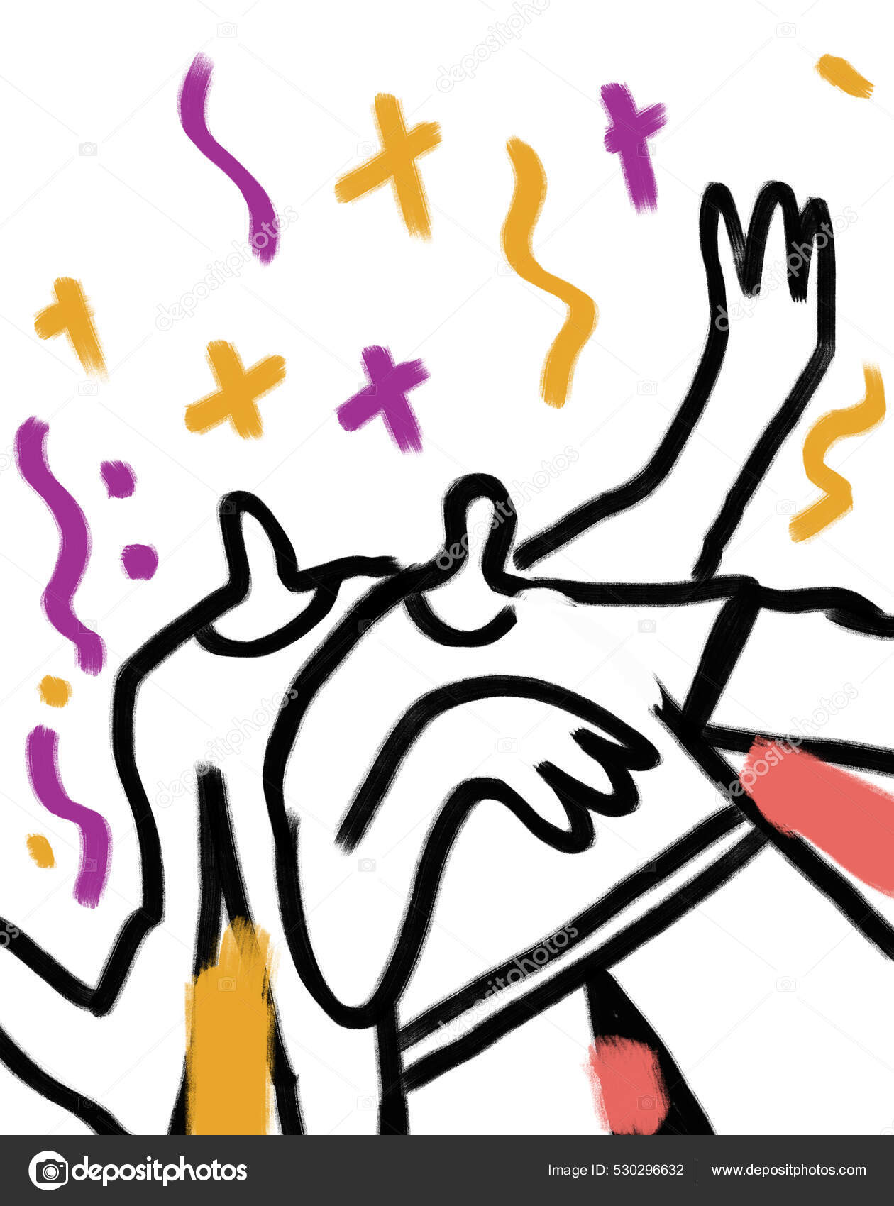 Funny Symbolic Character Motion Joy Graffiti Bold Line Art Artistic ...