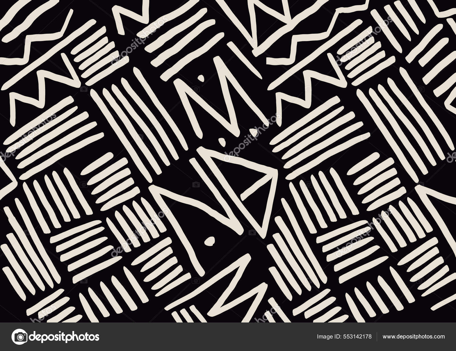 Traditional African Art Zig Zag Pattern Black Background Clip Art ...