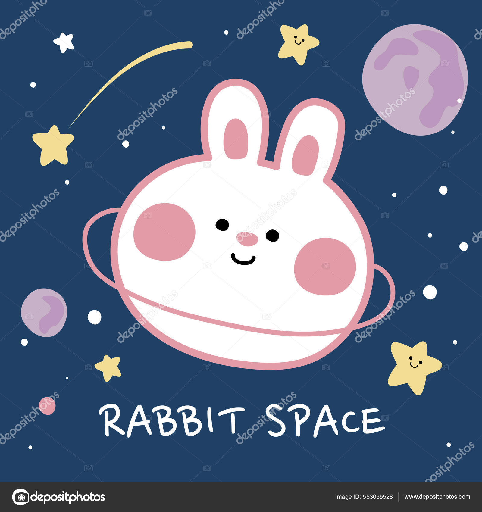 Rabbit Planet Space Galaxy Background Cute Cartoon Character Design Doodle Stock Vector by ©ma ...