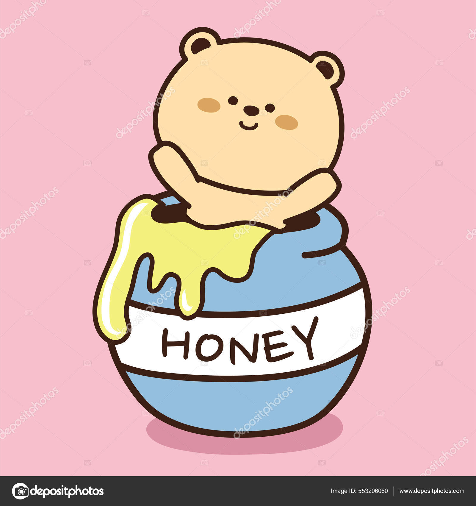 Beruang Dalam Botol Madu Desain Karakter Kartun Lucu Dengan Latar ...