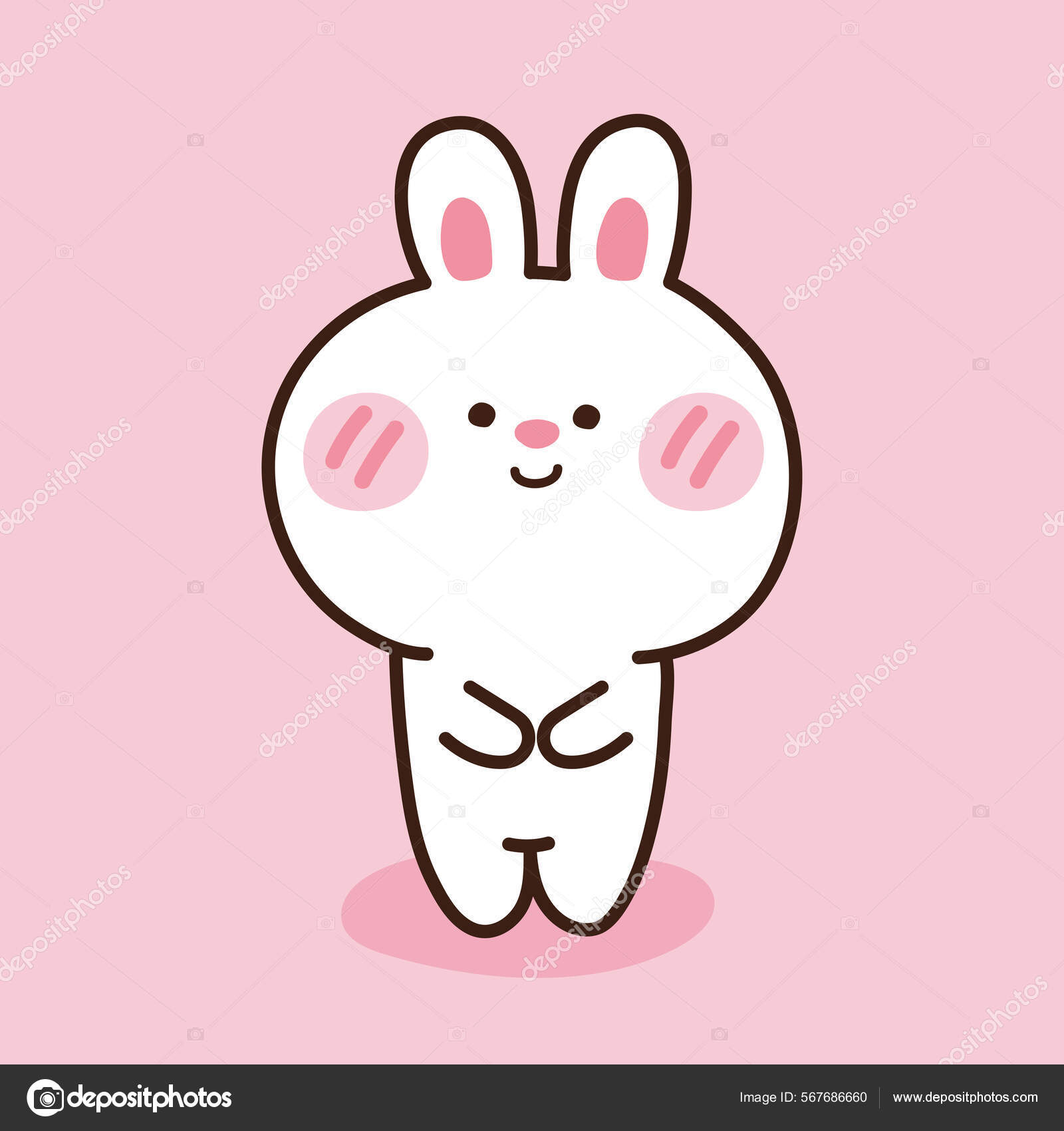 Cute Rabbit Standing Pink Background Happy Easter Bunny Cartoon ...