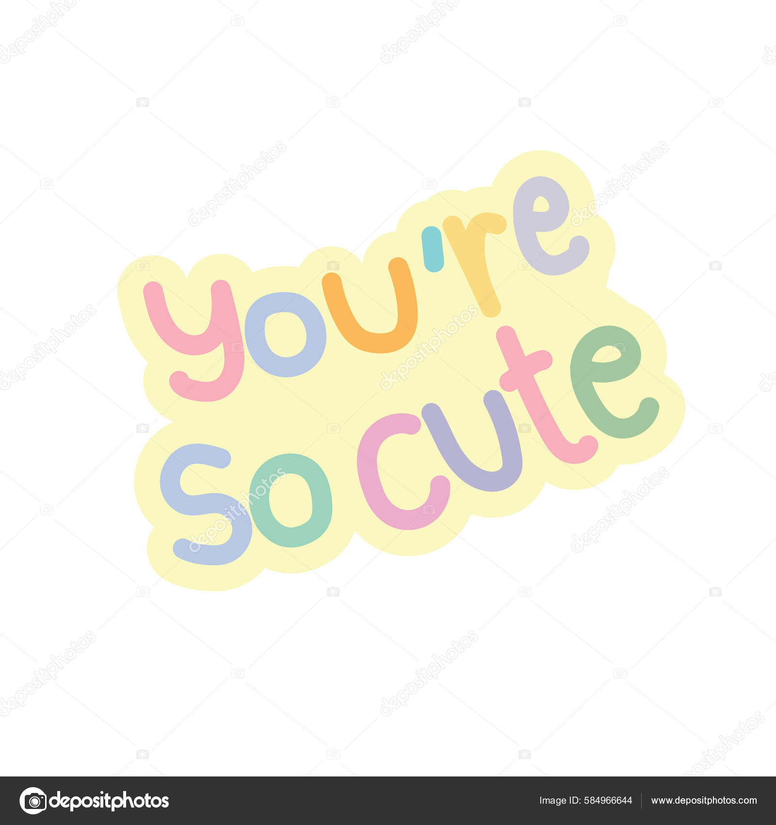 You're Cute Text White Background Cute Message Pastel Color Concept ...