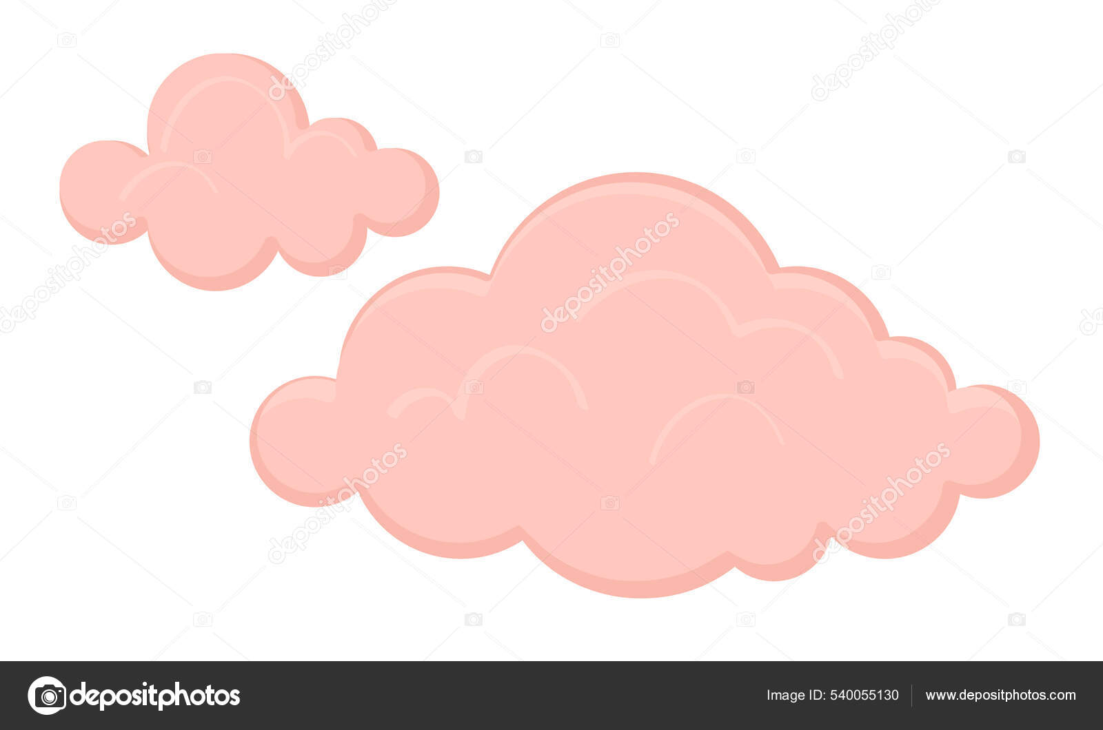 Nubes Vectoriales Aisladas Sobre Fondo Blanco Lindas Nubes Color Rosa ...