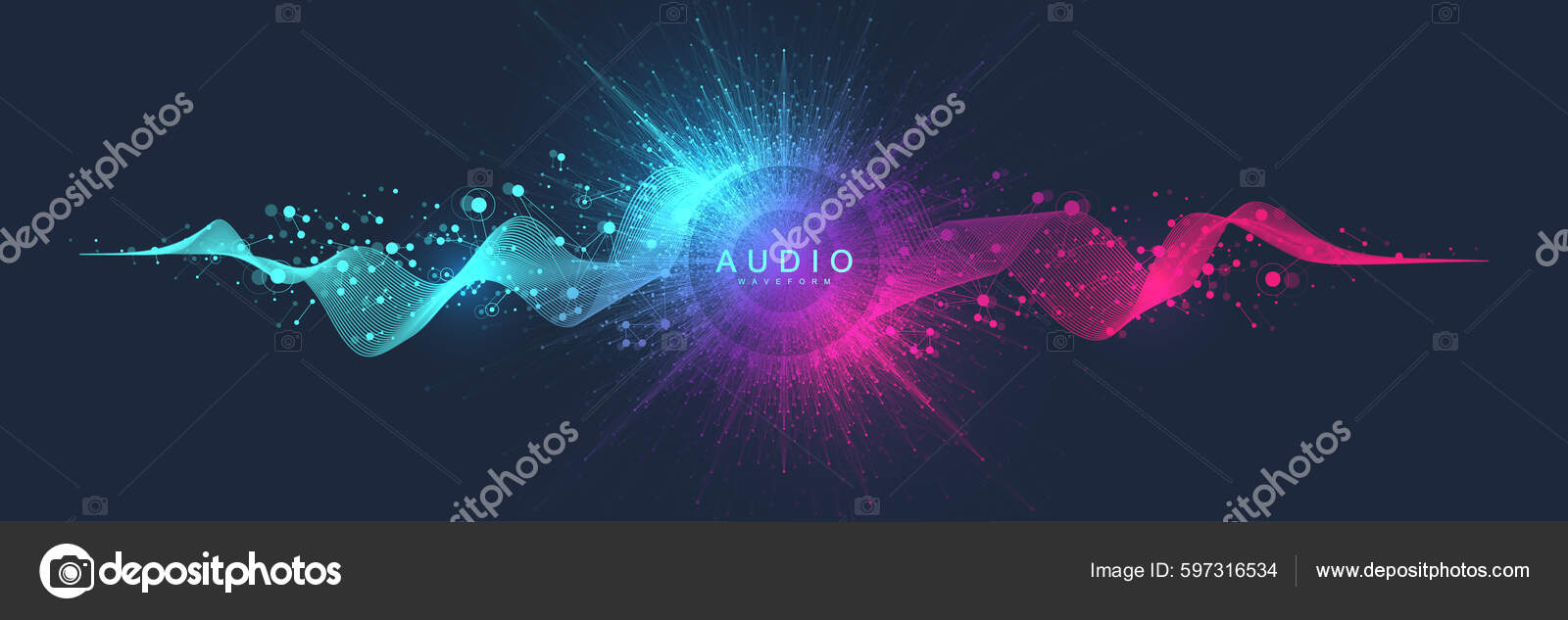 Music Poster Sound Music Wave Visualiztion Warped Waveform Sound Solid ...