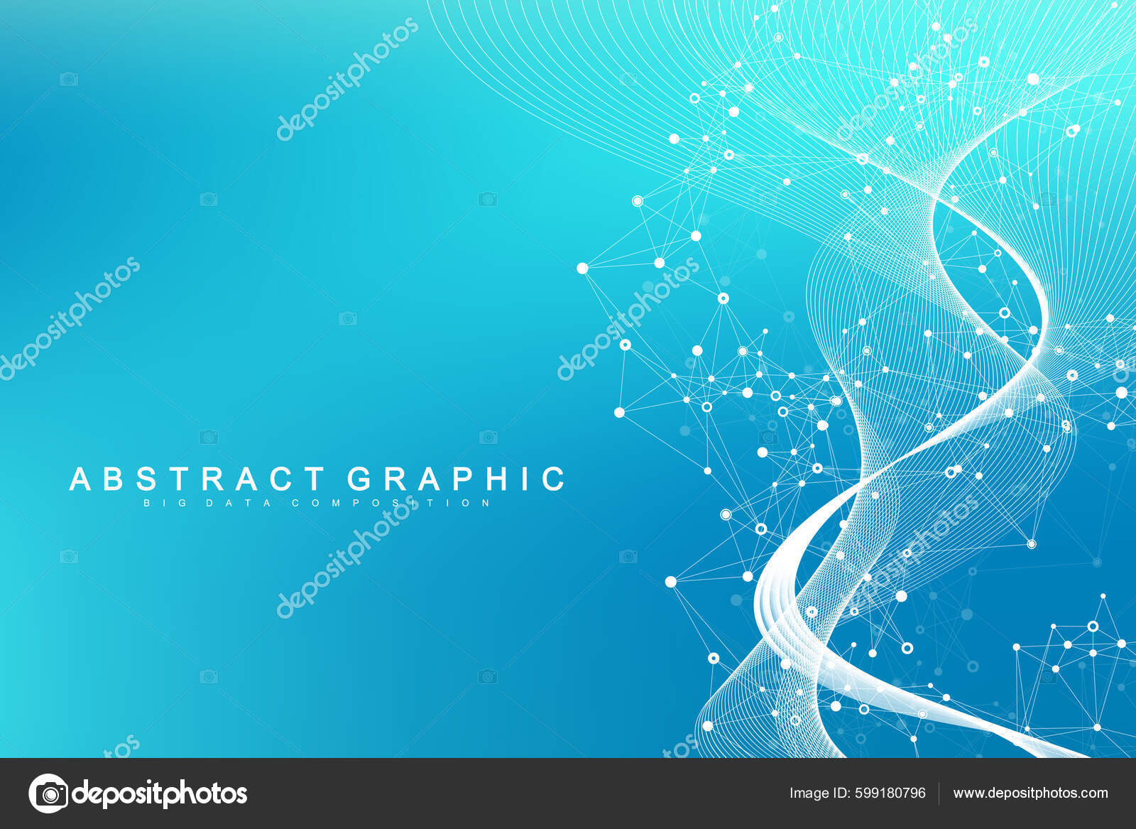 Ilustración Abstracta Dígitos Con Línea Puntos Conectados Flujo Onda ...