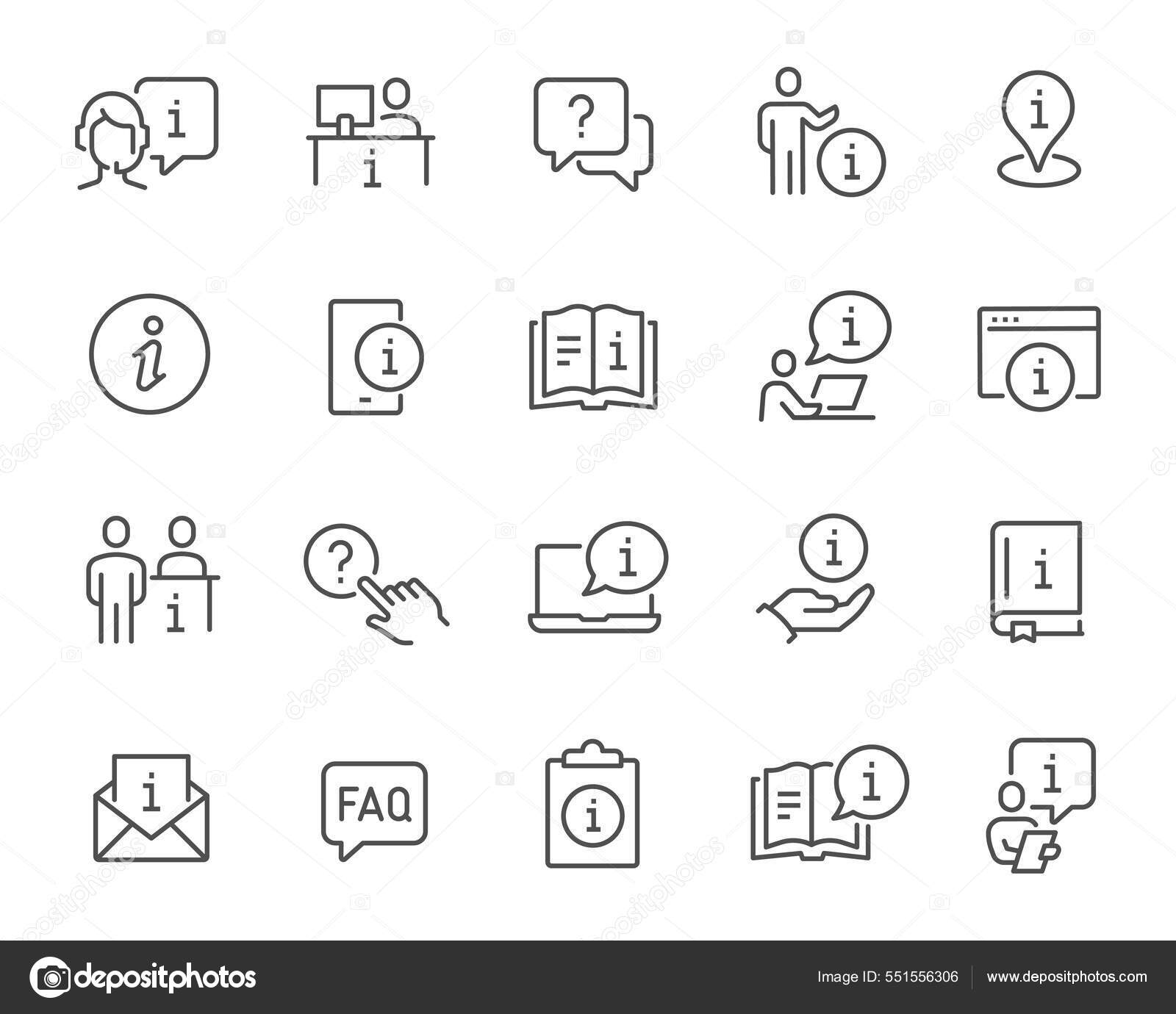 Info and Help Desk icons set. Information Center, Reading Guide ... Info and Help Desk icons set. Information Center, Reading Guide ...