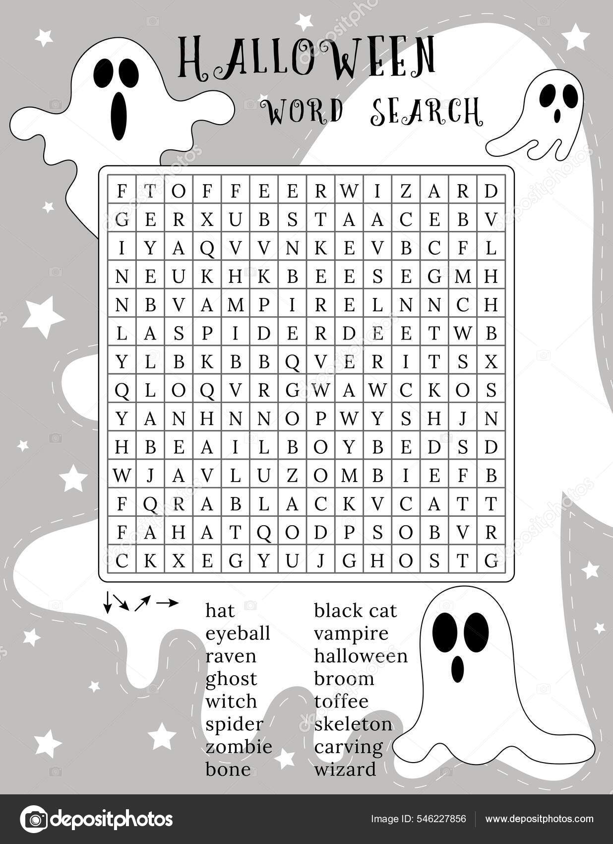 Hoja De Trabajo De Búsqueda De Palabras De Halloween Ejercicio De