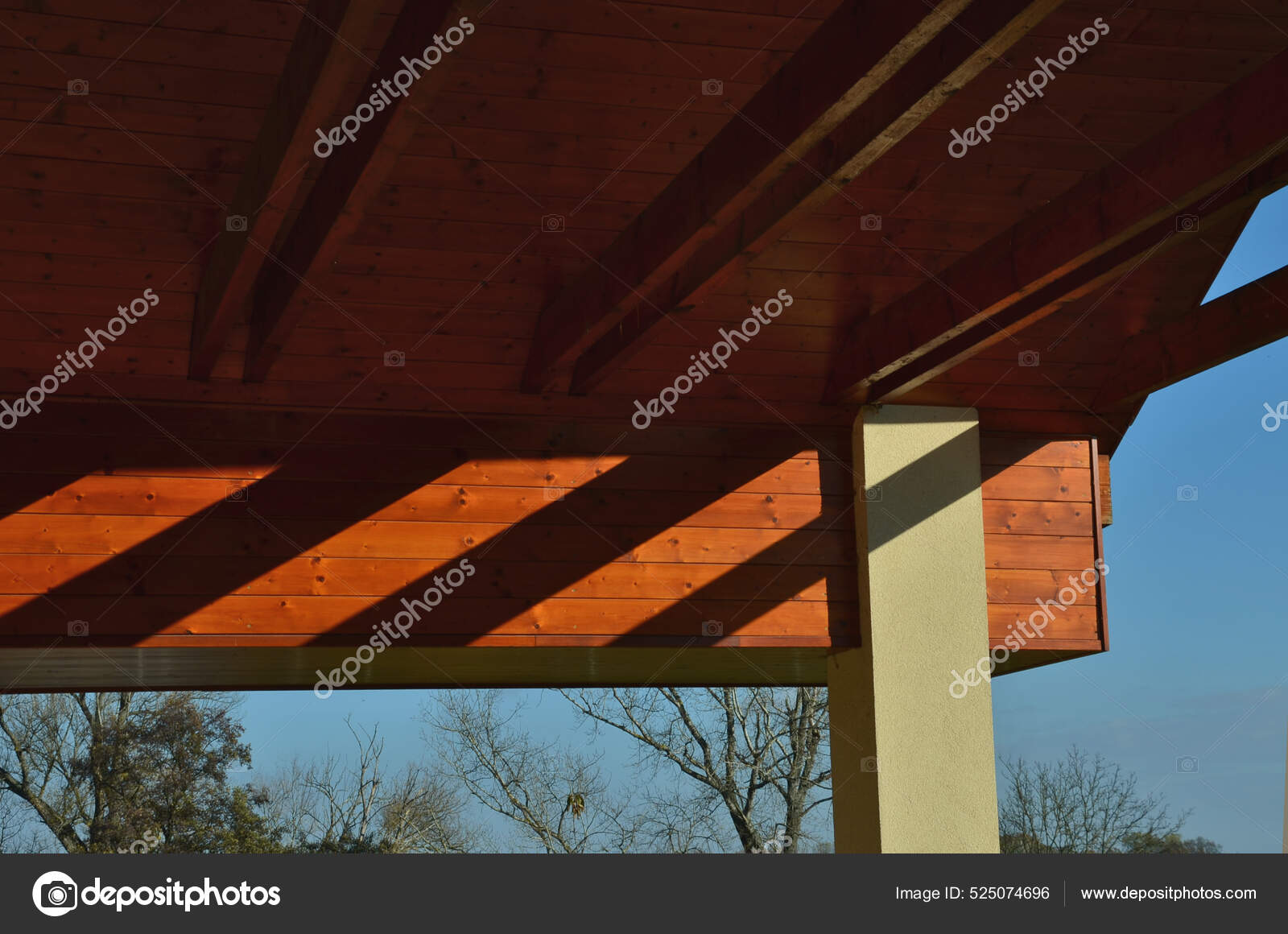 Ceiling Open Shed Garage Lined Wooden Planks Wooden Siding Suitable ...