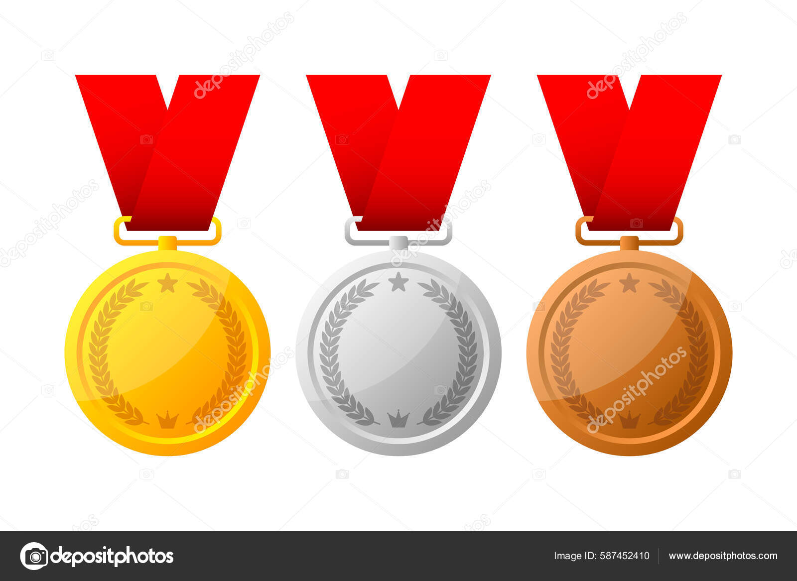 Gold Silver Bronze Medal Champion Winner Awards 1St 2Nd 3Rd Vetor de ...