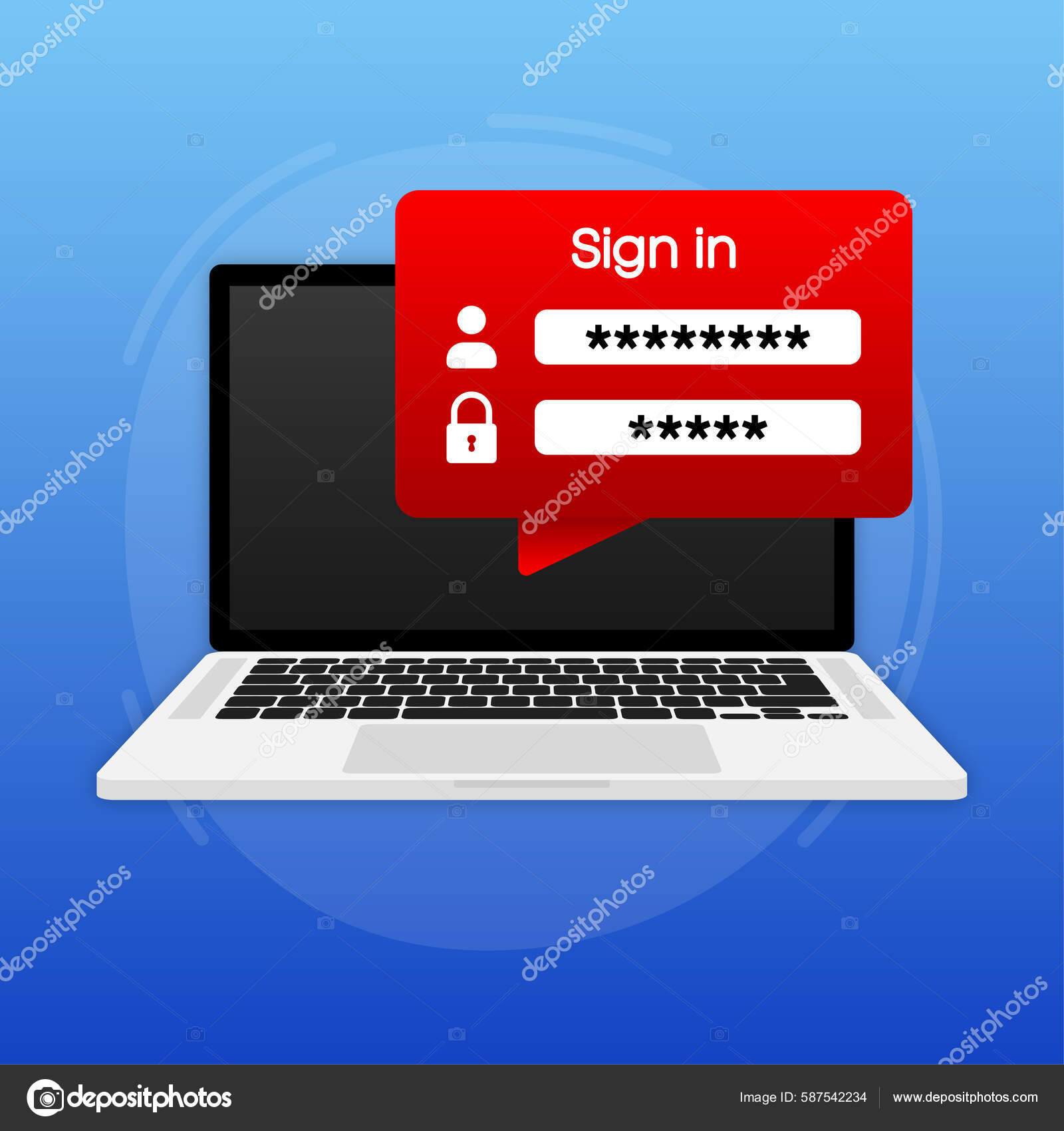 Login Form Icon Login Form Page Vector Illustration Stock Vector Image ...