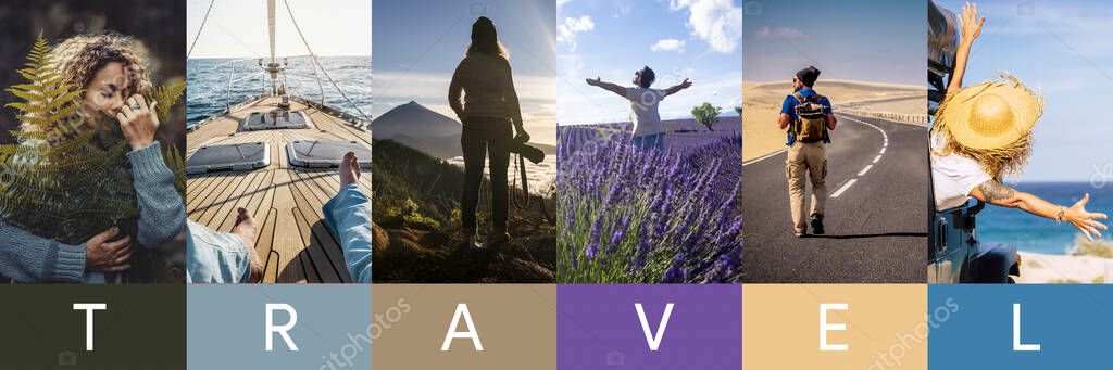 Viajar historias verticales banner estilo de vida de la gente. Concepto ...