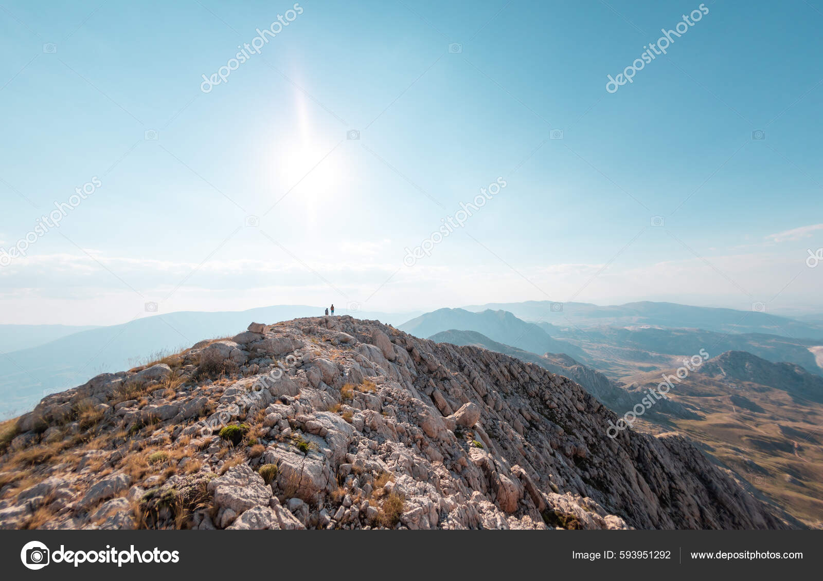 Two Girls Backpacks Walk Mountain Path Trekking Vacation Adventure ...