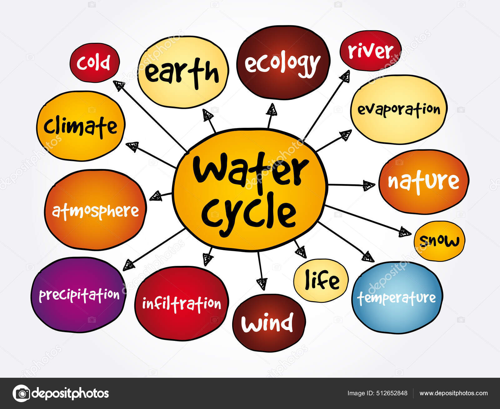 Water Cycle Mind Map Concept Presentations Reports Stock Vector Image ...