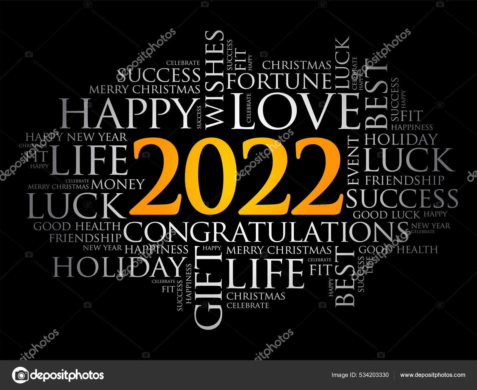 2022 Year Greeting Word Cloud Collage Happy New Year Celebration Stock ...