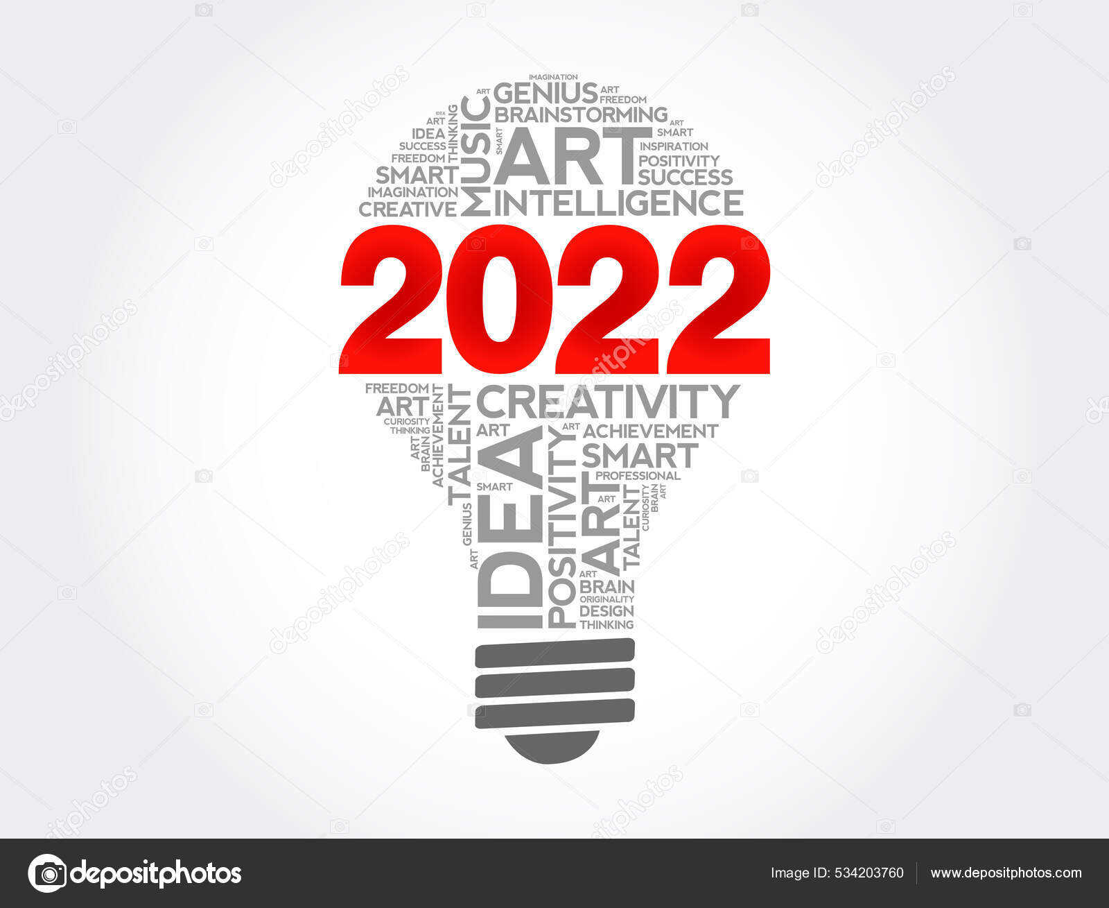 2022 Creative Ideas Bulb Word Cloud Collage Concept Background Stock ...