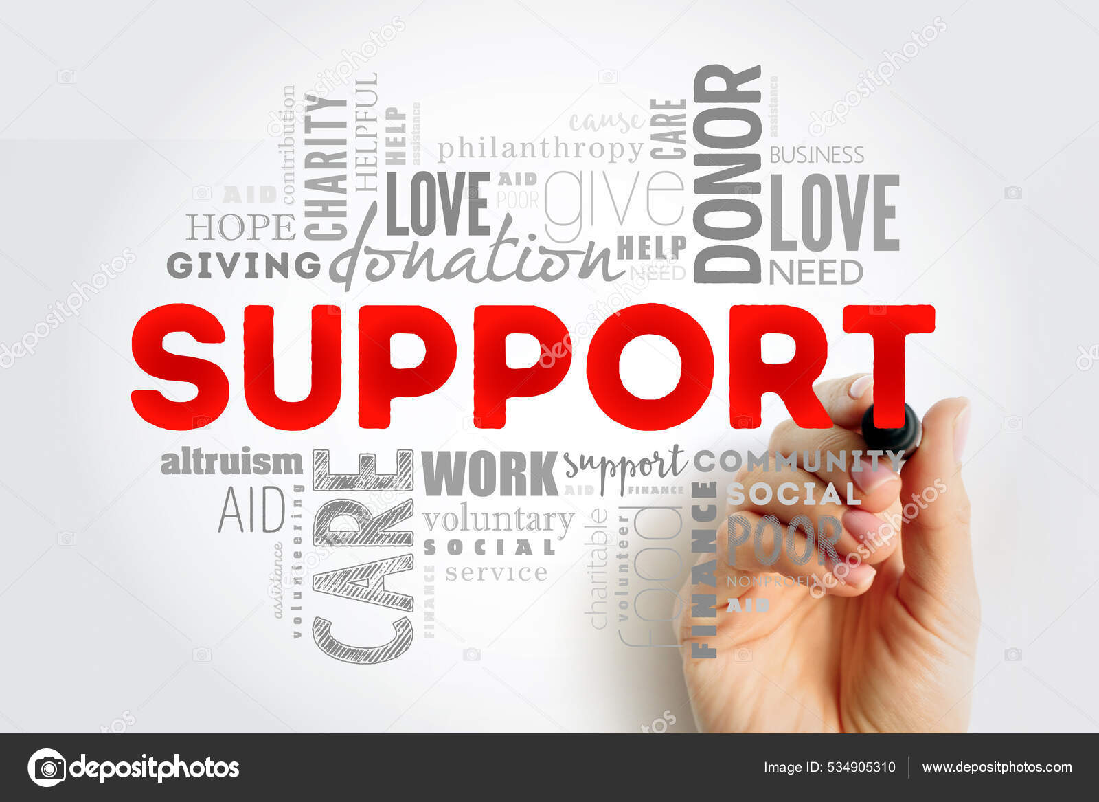 Support Word Cloud Collage Marker Social Concept Background Stock Photo ...