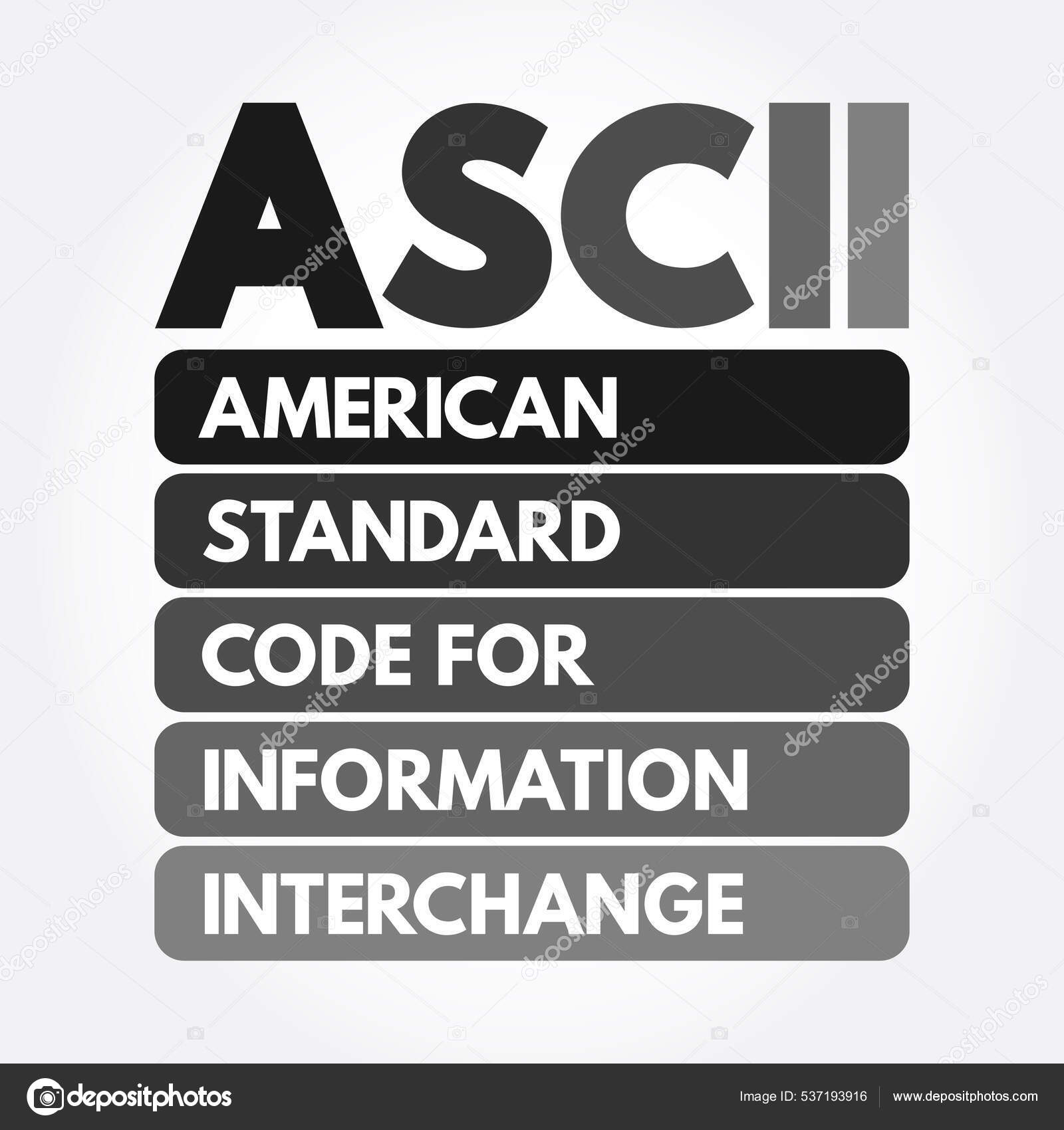Vettoriale stockAscii American Standard Code Information Acronimo ...