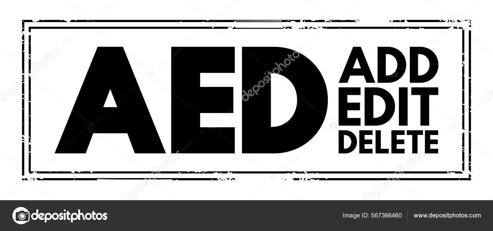 Aed Add Edit Delete Acronym Text Stamp Business Concept Background ...