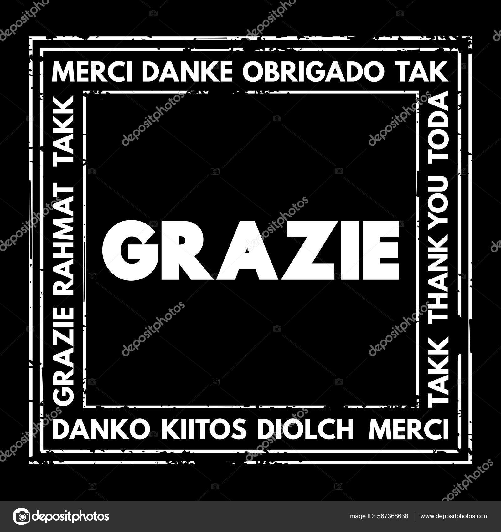 Grazie Thank You Italian Text Stamp Background Different Languages ...
