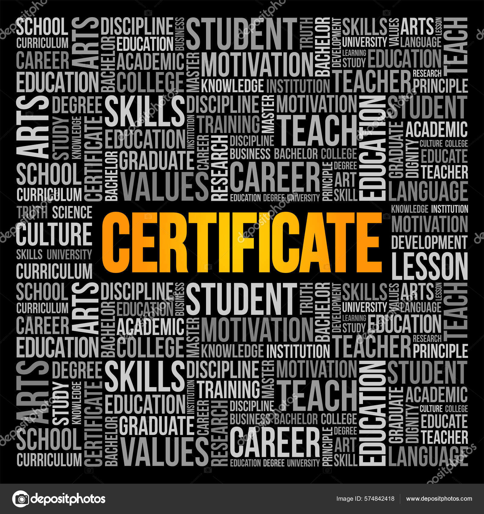 Certificate Word Cloud Collage Education Concept Background Stock ...