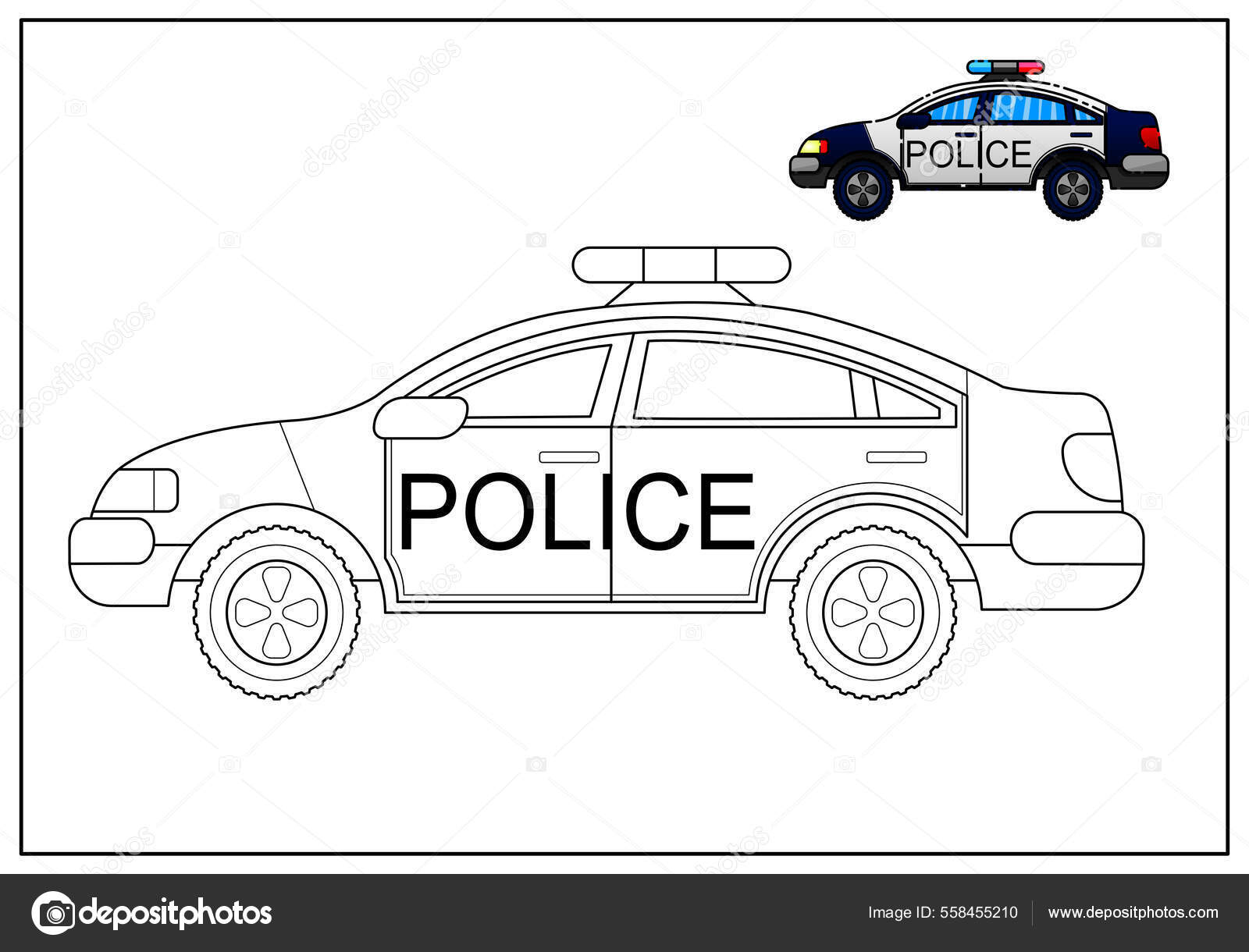 Tugas Pengembangan Anak Anak Mewarnai Mobil Polisi Vektor Stok oleh ...