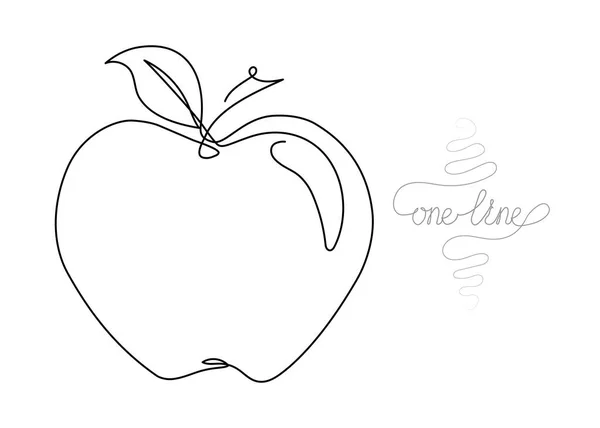 Single line drawing. Continuous one line art. Apple fruit. Hand drawn ...