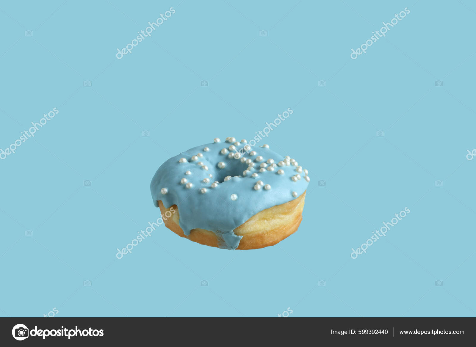 Donuts Covered Pale Blue Icing Sprinkled Pearl Sugar Beads Light Stock ...