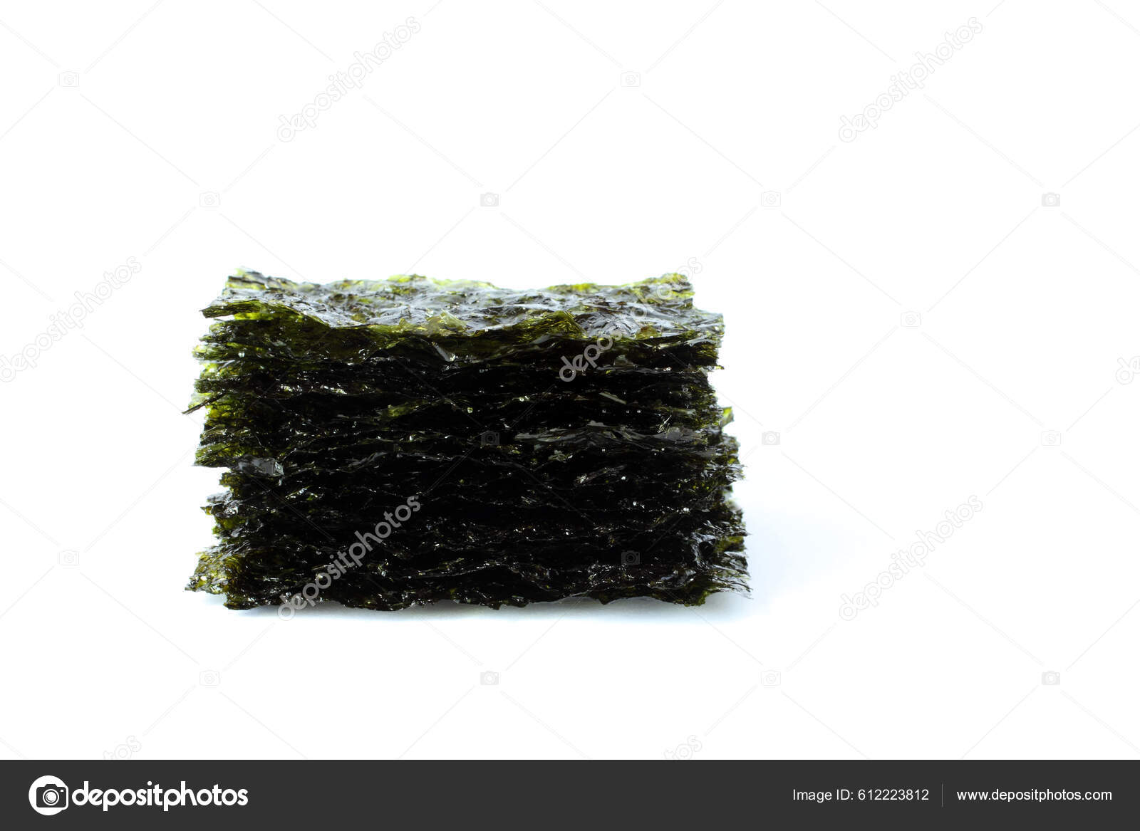 Seasoned Seaweed Snack Algae Sheets Stacked Pile White Background Stock ...