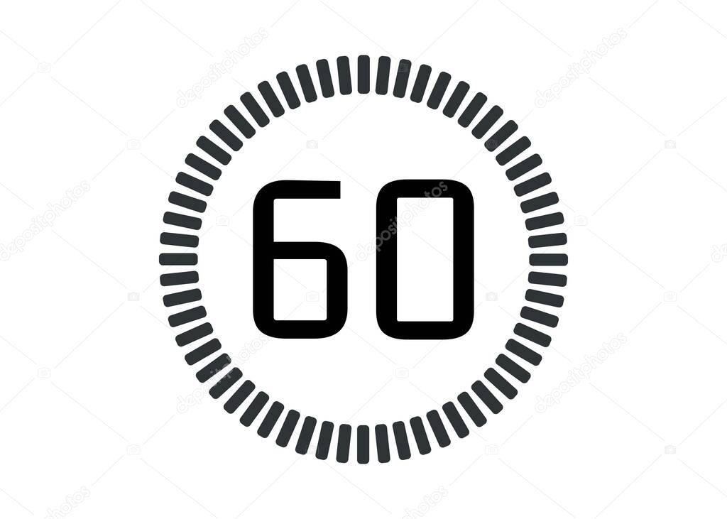 Aislado 60 segundos o minutos de tiempo icono cronómetro y contador de ...