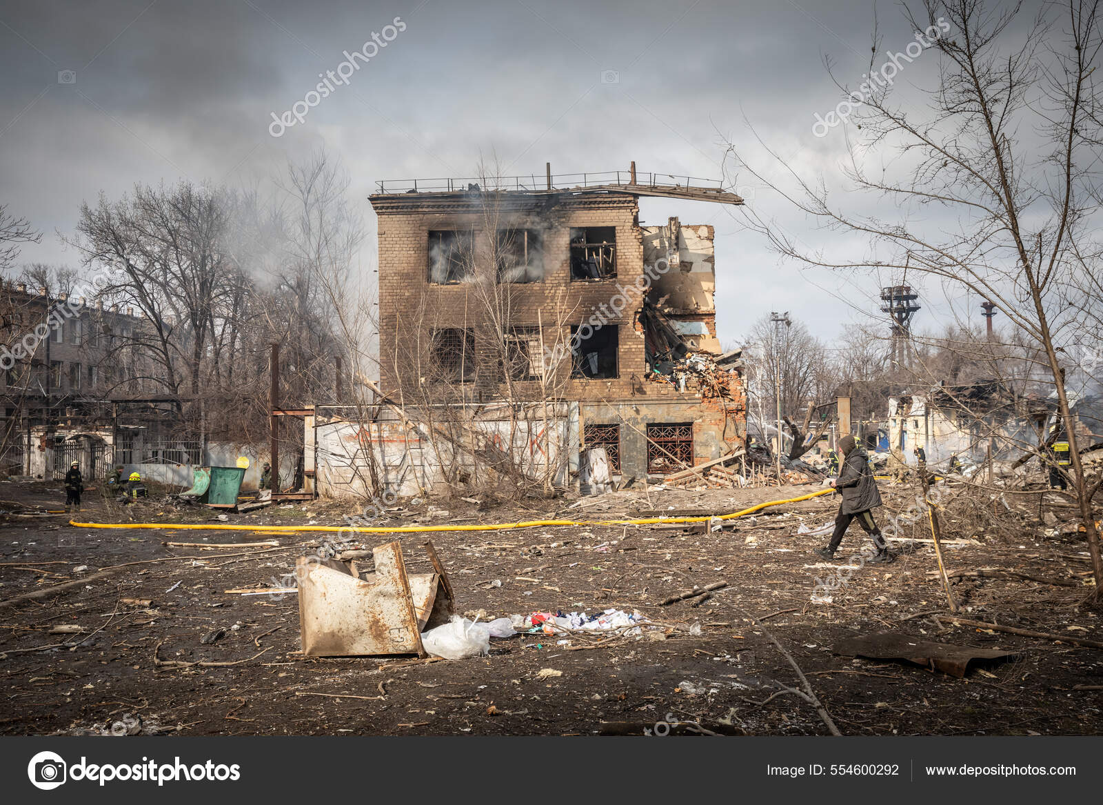 Dnipro, Ukraine Mar 11, 2022: road, neighborhood, factory, rocket ...
