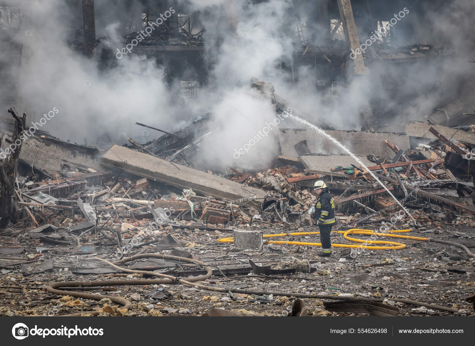 Dnipro, Ukraine Mar 11, 2022: neighborhood, factory, rocket, houses ...