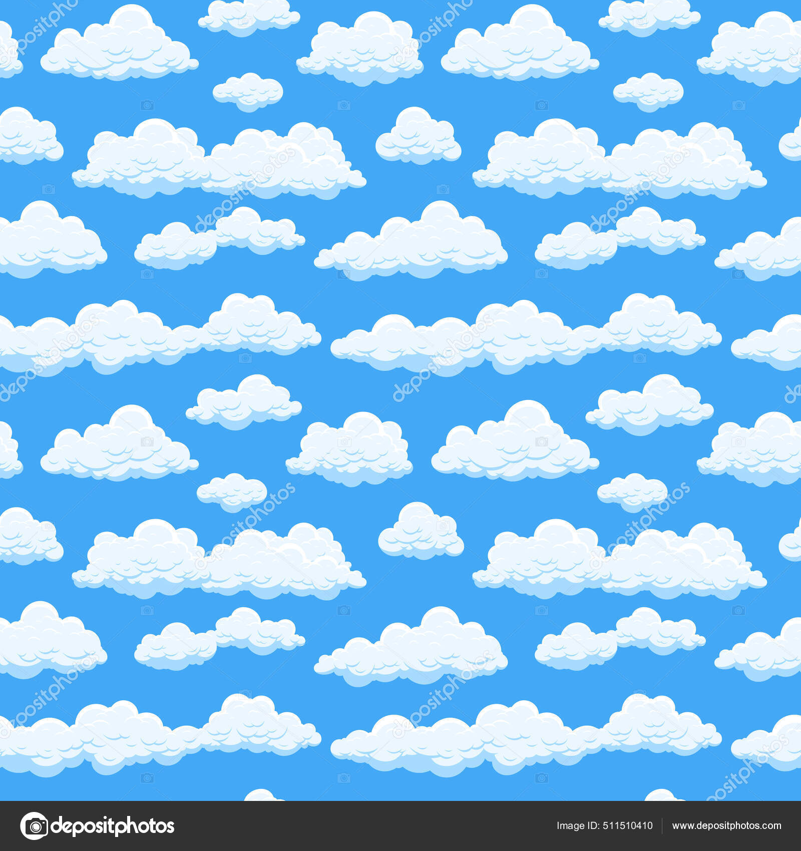 Awan Kartun Terisolasi Dengan Latar Belakang Biru Cumulus Dan Pusaran ...