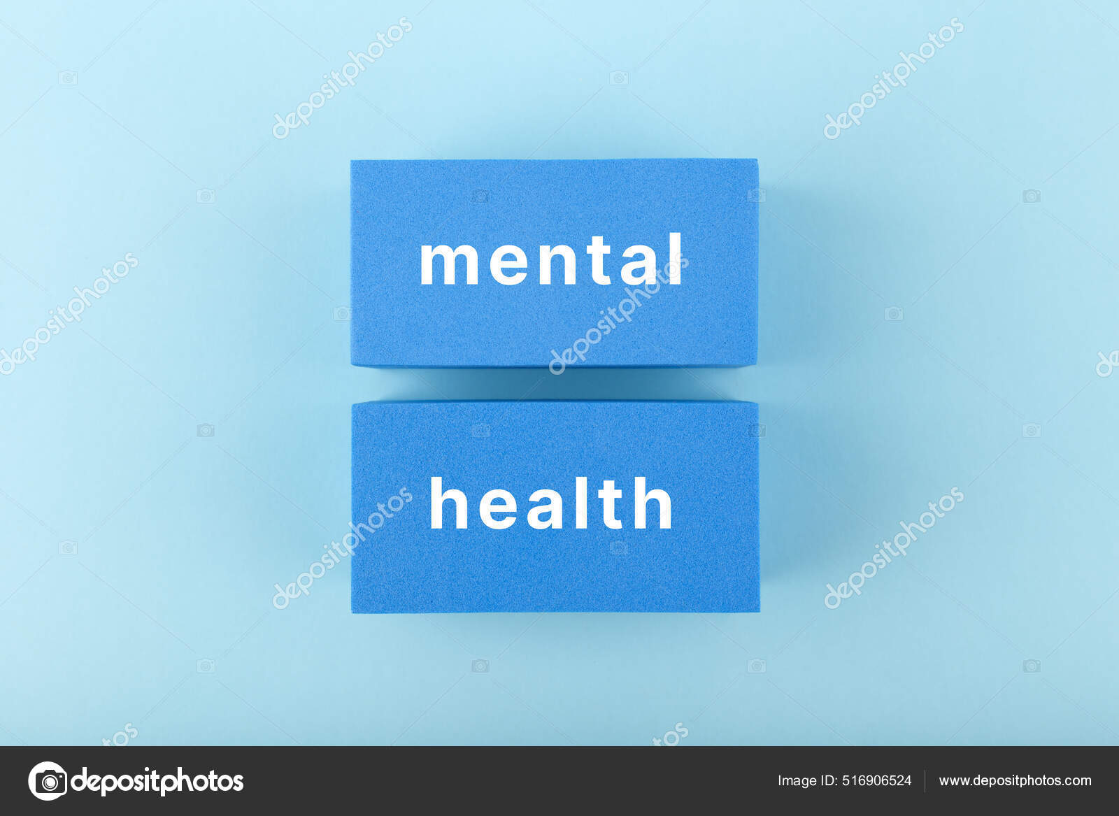 Creative Flat Lay Blue Rectangles Written Mental Health Text Bright ...