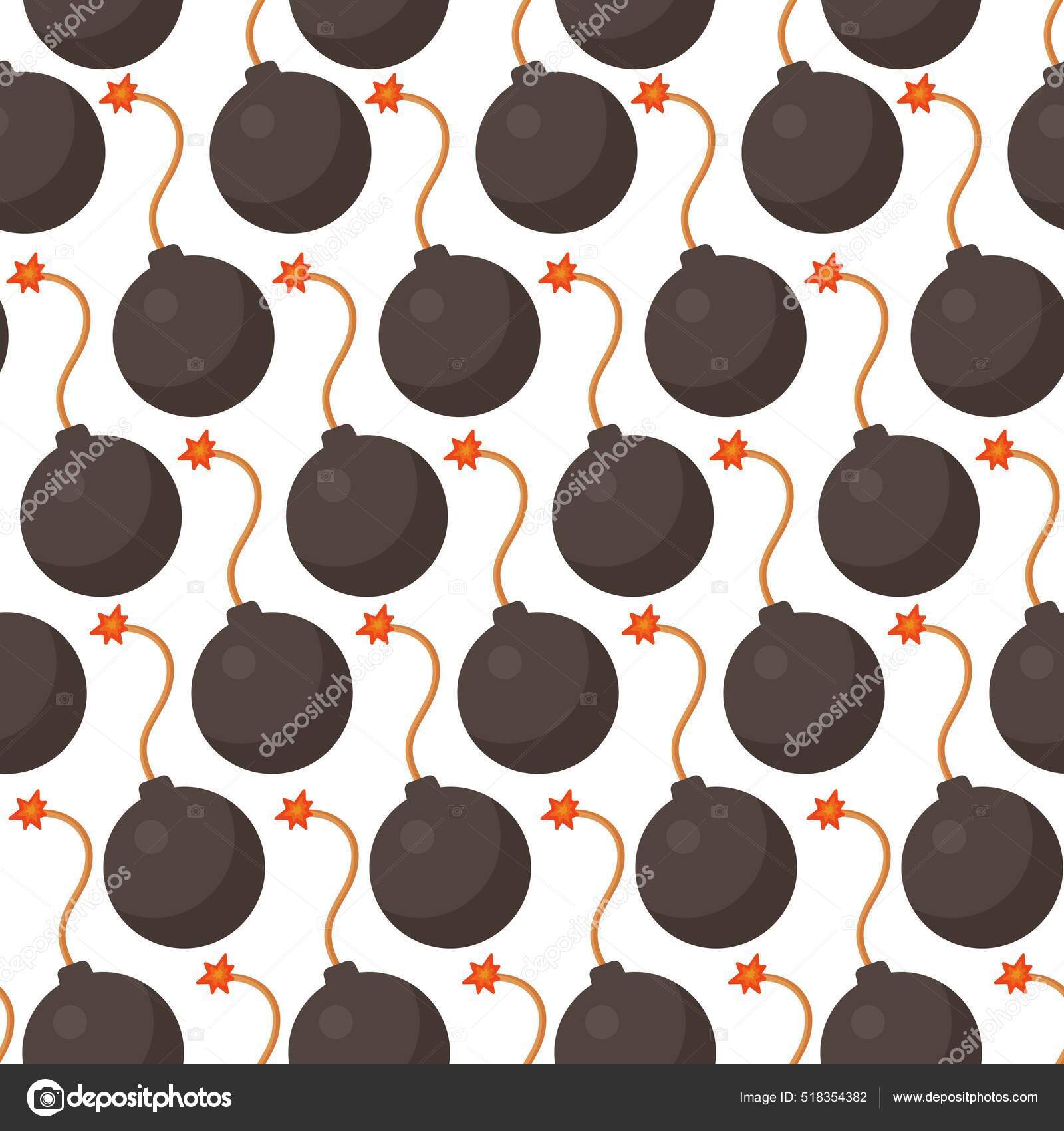 Vector Illustration Bomb Pattern Seamless Illustration Black Bombs ...