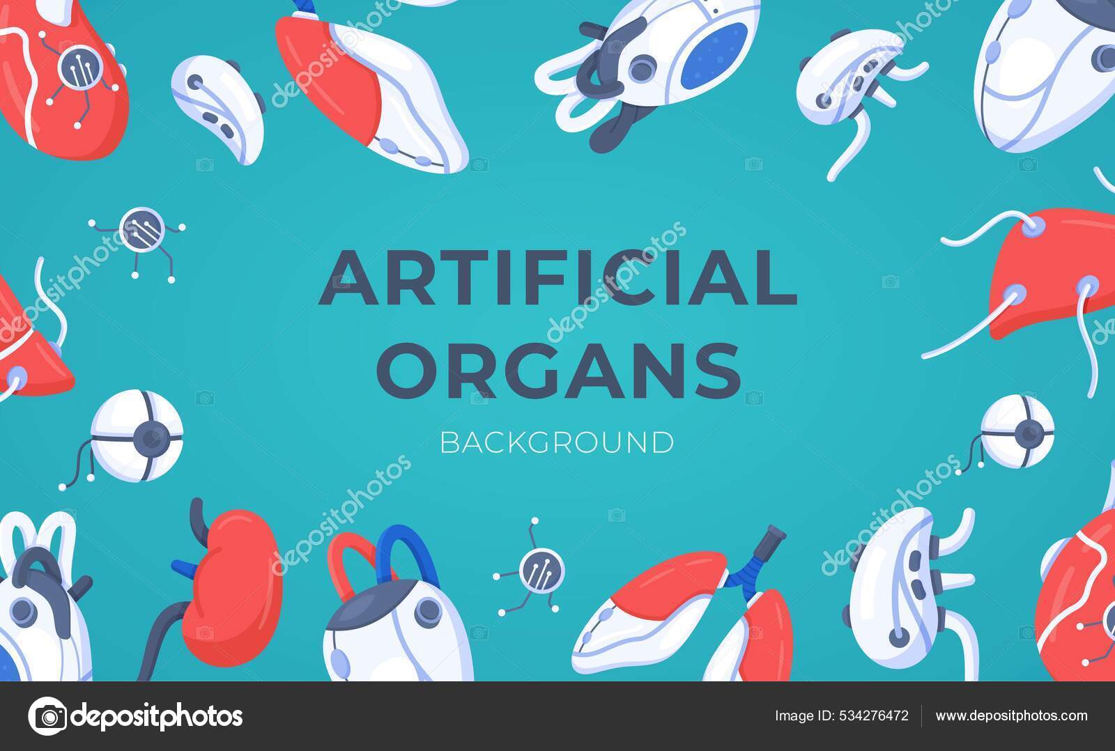 Vector Illustration Artificial Organs Background Concept Bionic Organs ...