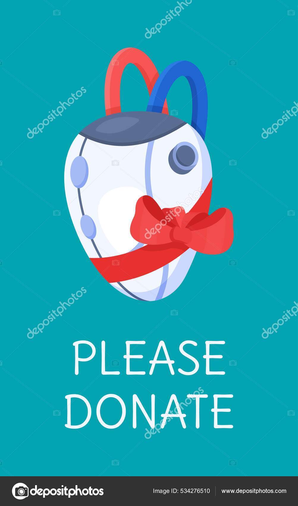 Vector Illustration Bionic Heart Isolated Blue Background Donor Helped ...