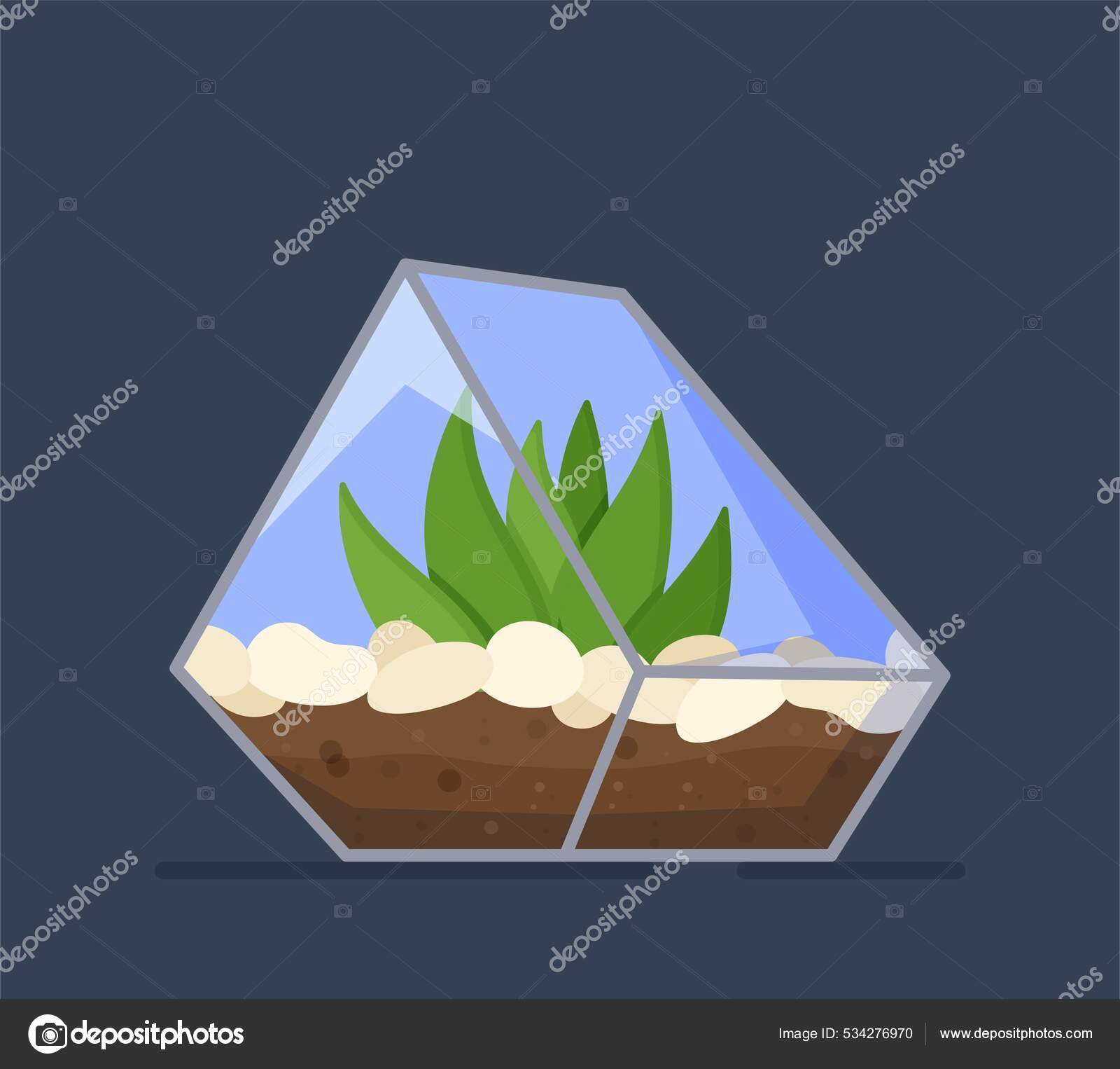 Vector Illustration Plant Triangle Glass Triangular Plant Glass ...