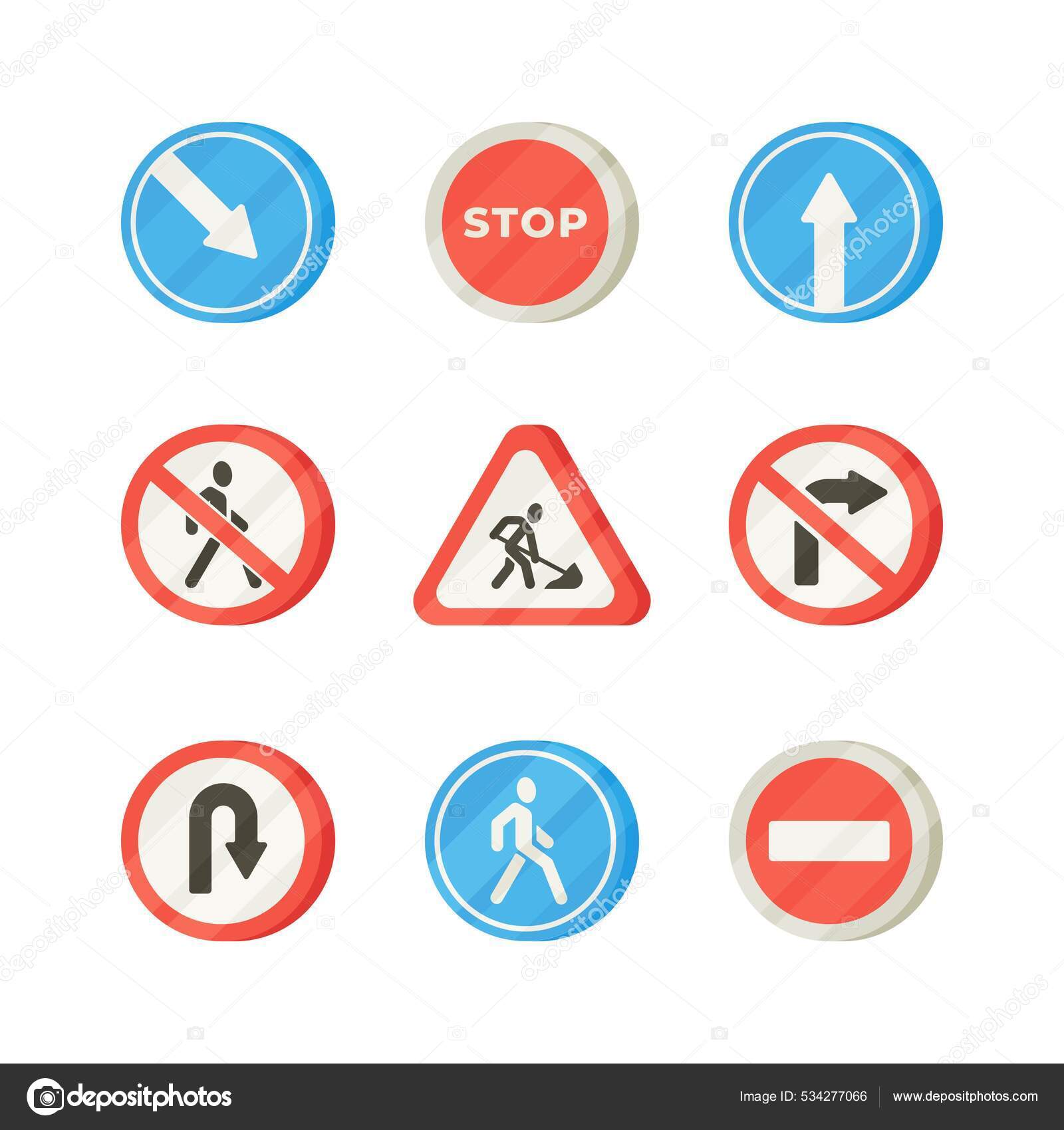 Illustration Various Road Signs Isolated White Background Set Road Signs Stock Vector Image by ...